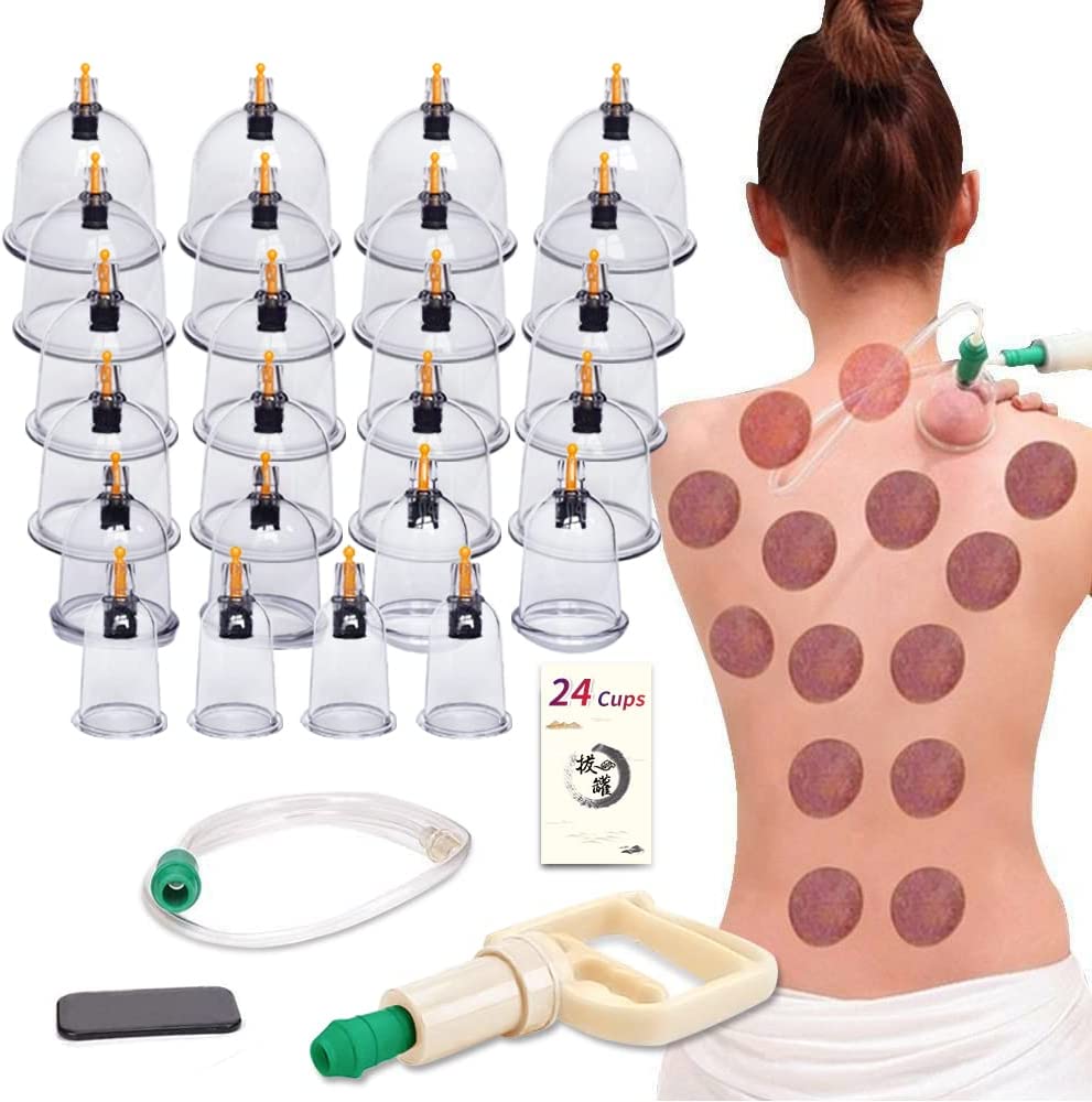 Cupping Therapy Sets,24 Cups Cupping Set with Pump Vacuum Suction Cups ...
