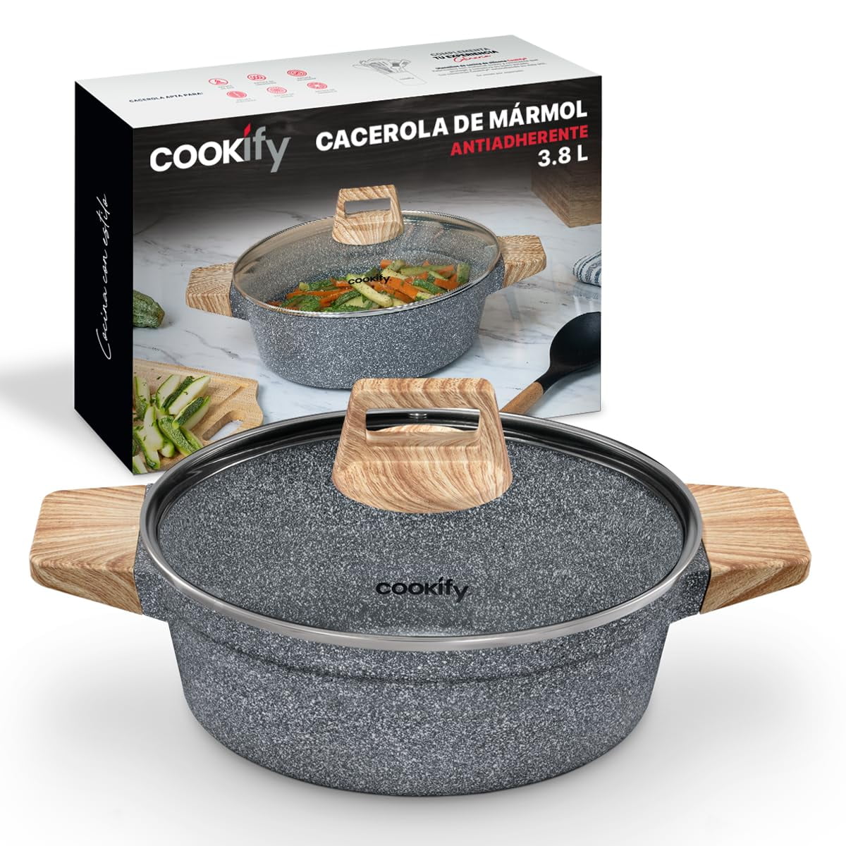 Cookify Olla Cacerola de Aluminio con Revestimiento Antiadherente 100% ...
