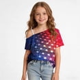 BRGZLK 4th of July T Shirt Girls Off Shoulder American Flag Shirts Tops ...