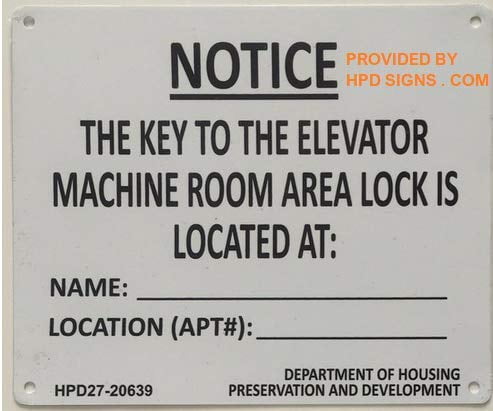 HPD Key to The Heating System Sign (White, 7X8.5 INCH,Aluminium ...