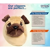 Animal Slippers - Plush Pug Dog Slippers by Silver Lilly (Light Brown ...