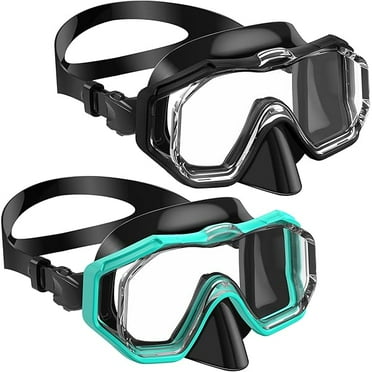 2 Pcs Swimming Goggles with Nose Cover Tempered Glass Diving Mask 180 ...