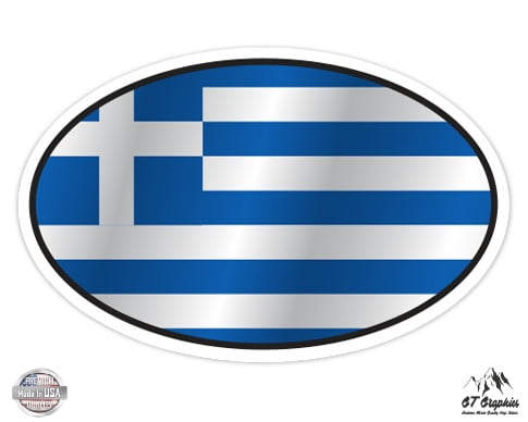 Greece Flag Oval - 5" Vinyl Sticker - For Car Laptop I-Pad - Waterproof ...
