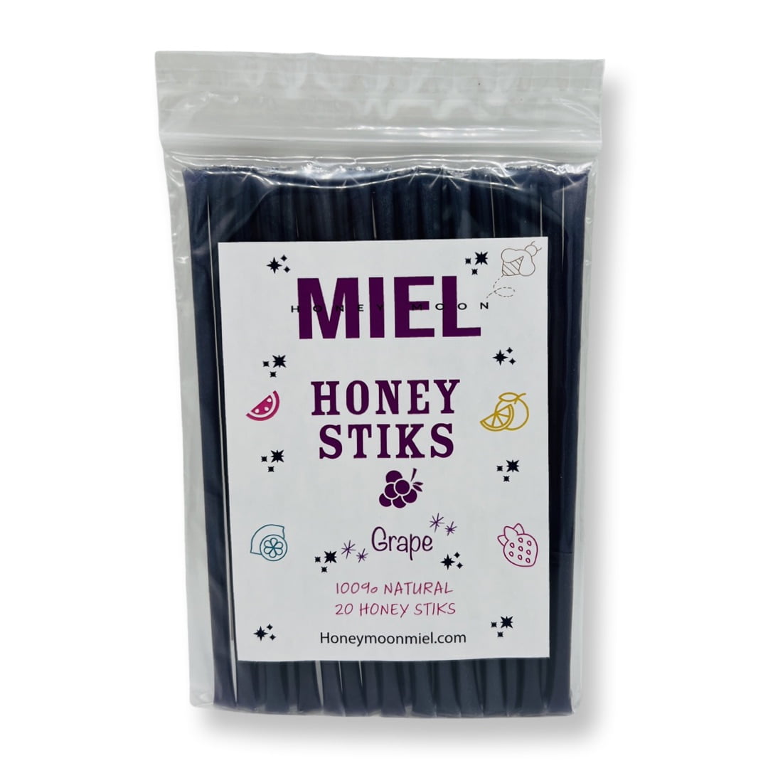 HONEY STICKS FLAVORED 20 PACK + 5 FREE (GRAPE) 100% NATURAL HONEY MOON ...
