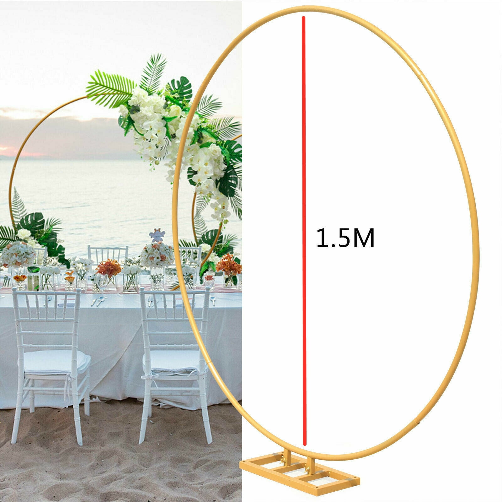 Round Wedding Balloon Arch Gold Metal Circle Backdrop Stand Party ...