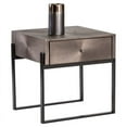 Home Square Modena 22" Square Modern Metal Nightstand in Brown/Black ...
