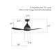 52-Inch Contemporary Ceiling Fan with Three Black ABS Blades and White ...