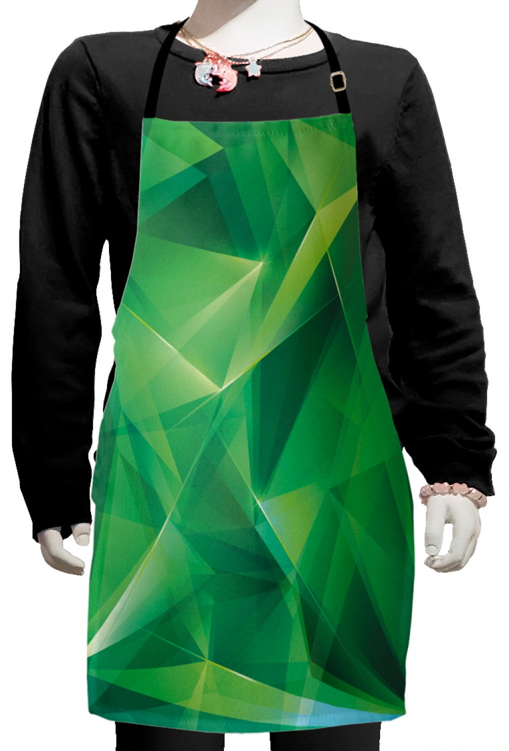Mint Kids Apron, Psychedelic Geometric Crystal Pattern with Cosmic ...