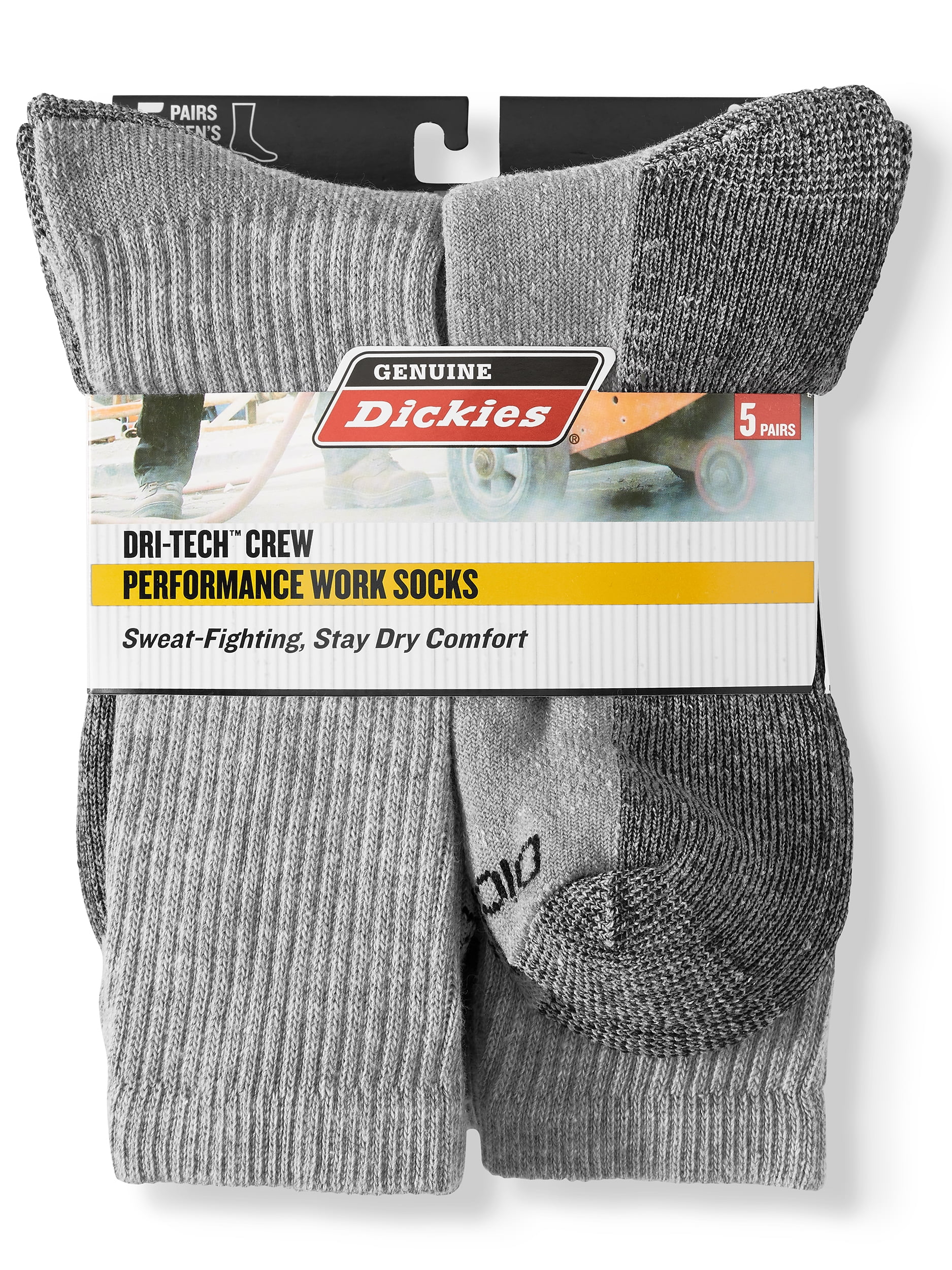 Genuine Dickies Mens Dri Tech Comfort Crew Work Socks 5 Pack