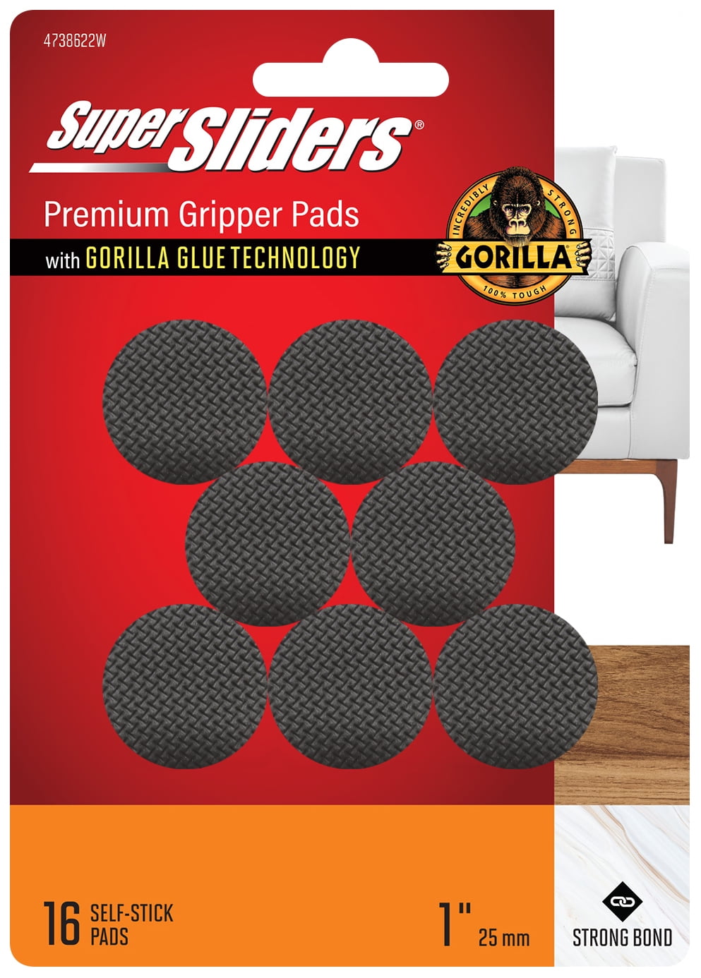 Super Sliders with Gorilla Glue Technology. 1 inch Round Black Rubber ...