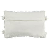 SAFAVIEH Marlin Fringed Geometric Plush Pillow, 12" x 20", White ...