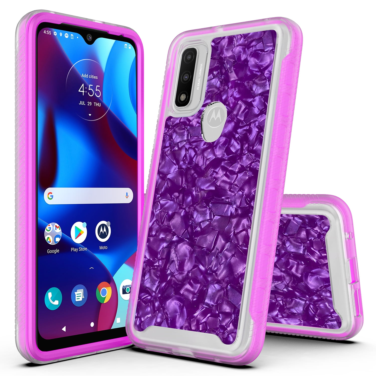 Motorola G Power 2022 Case, Moto G Pure Case Rosebono Hybrid Graphic