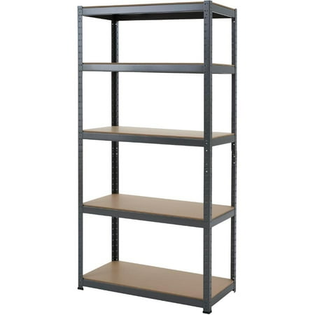 18 inch(s) x 36 inch(s) x 72 inch(s) 5 Shelf Grey Metal/Wood Shelving ...