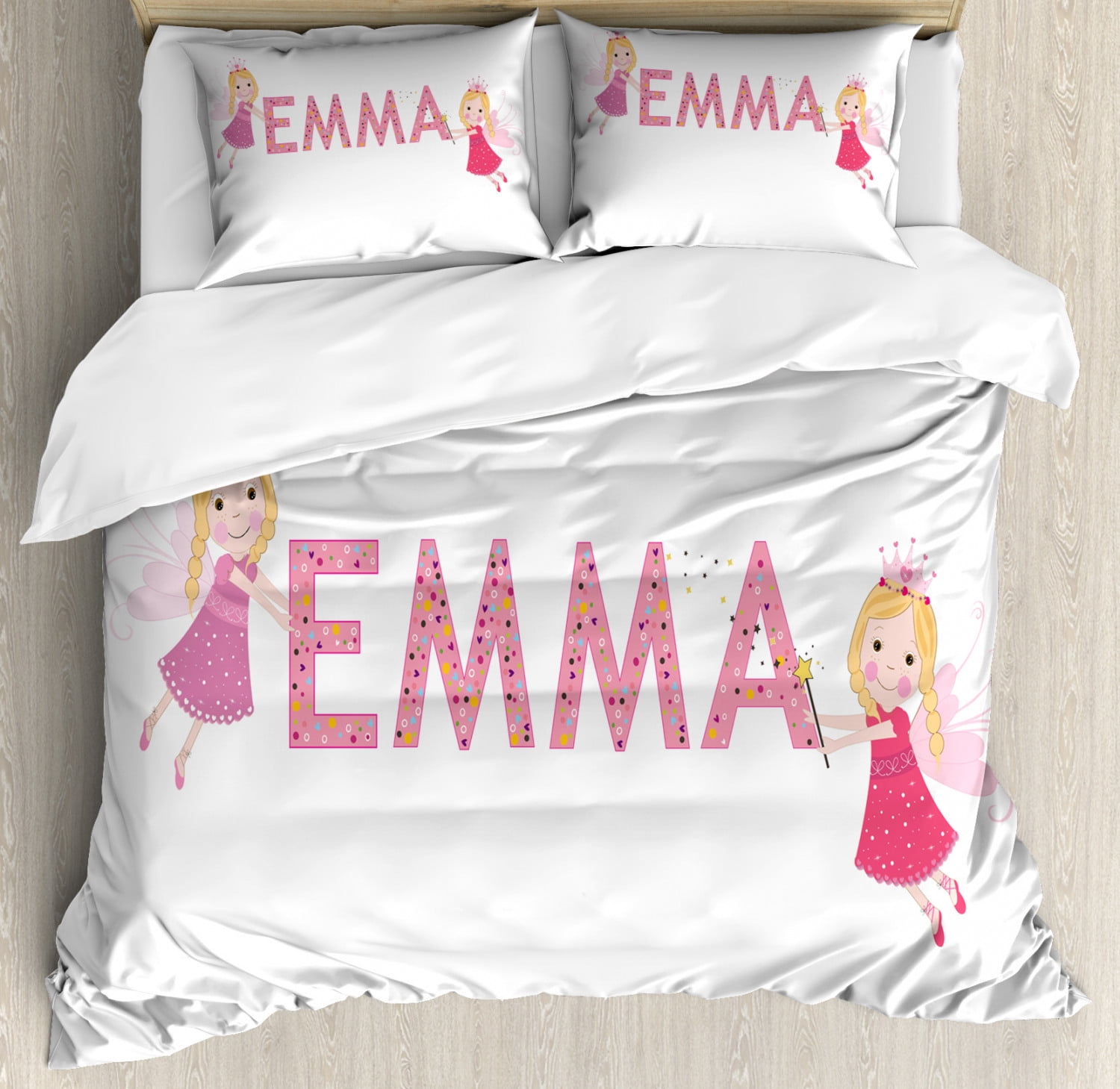 Emma Queen Size Duvet Cover Set, Cute Fairy Princesses Holding a ...
