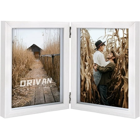 Diayung Double 5x7 Picture Frames Hinged Frame Vertical MDF Wood Photo ...