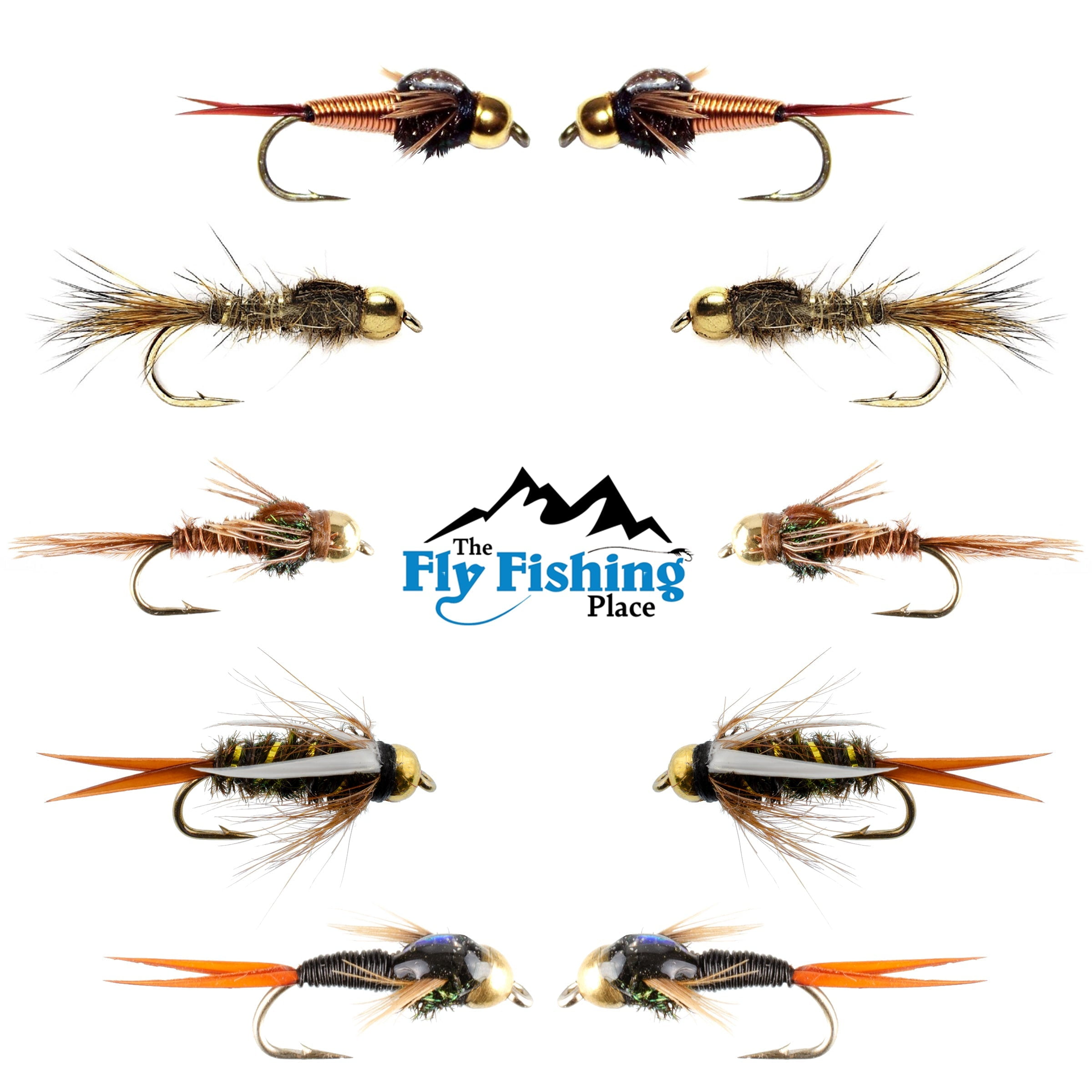 Basics Collection - Tungsten Bead Head Nymph Assortment - 10 Wet Flies ...