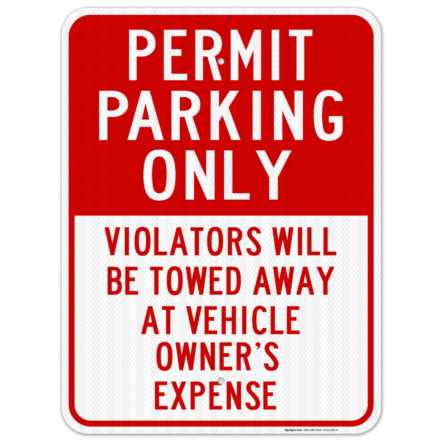 Permit Parking Only Red Sign, Board, 18x24 Reflective Aluminum EGP ...