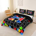Catabedysis Black Puzzle Print Bedding,Jigsaw Initial Pattern Duvet ...