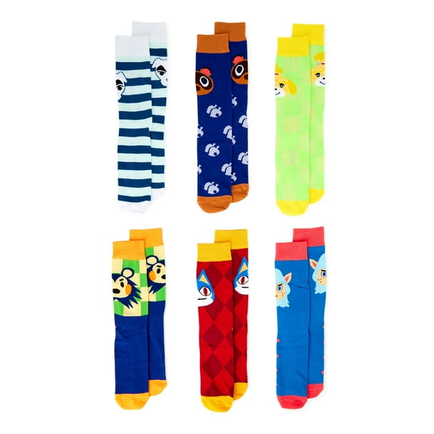 Animal Crossing - Animal Crossing Men’s Character Crew Socks, 6-Pack ...