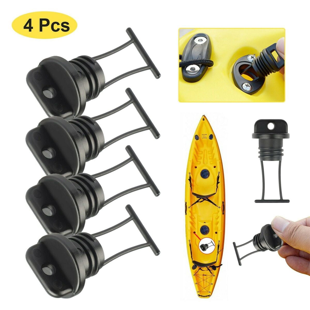 Luxtrada 4PCS Universal Hull Drain Holes Plug for Kayak Canoe Dinghy ...