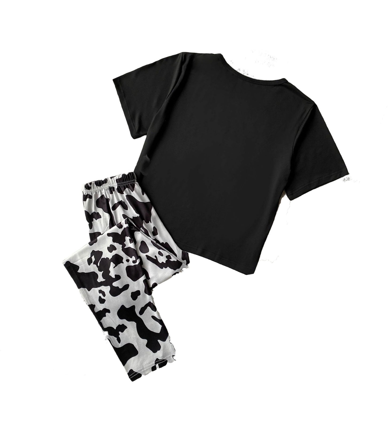 Graphic Pant Sets Round Neck Short Sleeve 2 Piece Set Sleepwear Cute ...