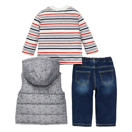 Little Me - Little Me Boys 3 Piece Jacket, Top Pant Outfit Set (Denim ...