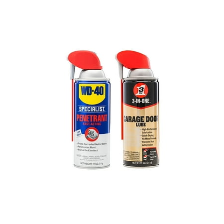 WD-40 Specialist Penetrant & 3-in-ONE Garage Door Lube Combo Pack,Smart Straw Sprays 2 Ways,Fast ...