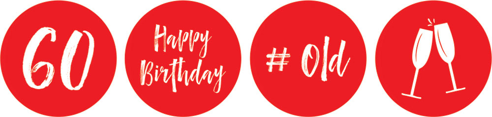 Darling Souvenir chocolate Labels 60th Birthday Stickers Pack of 190 ...