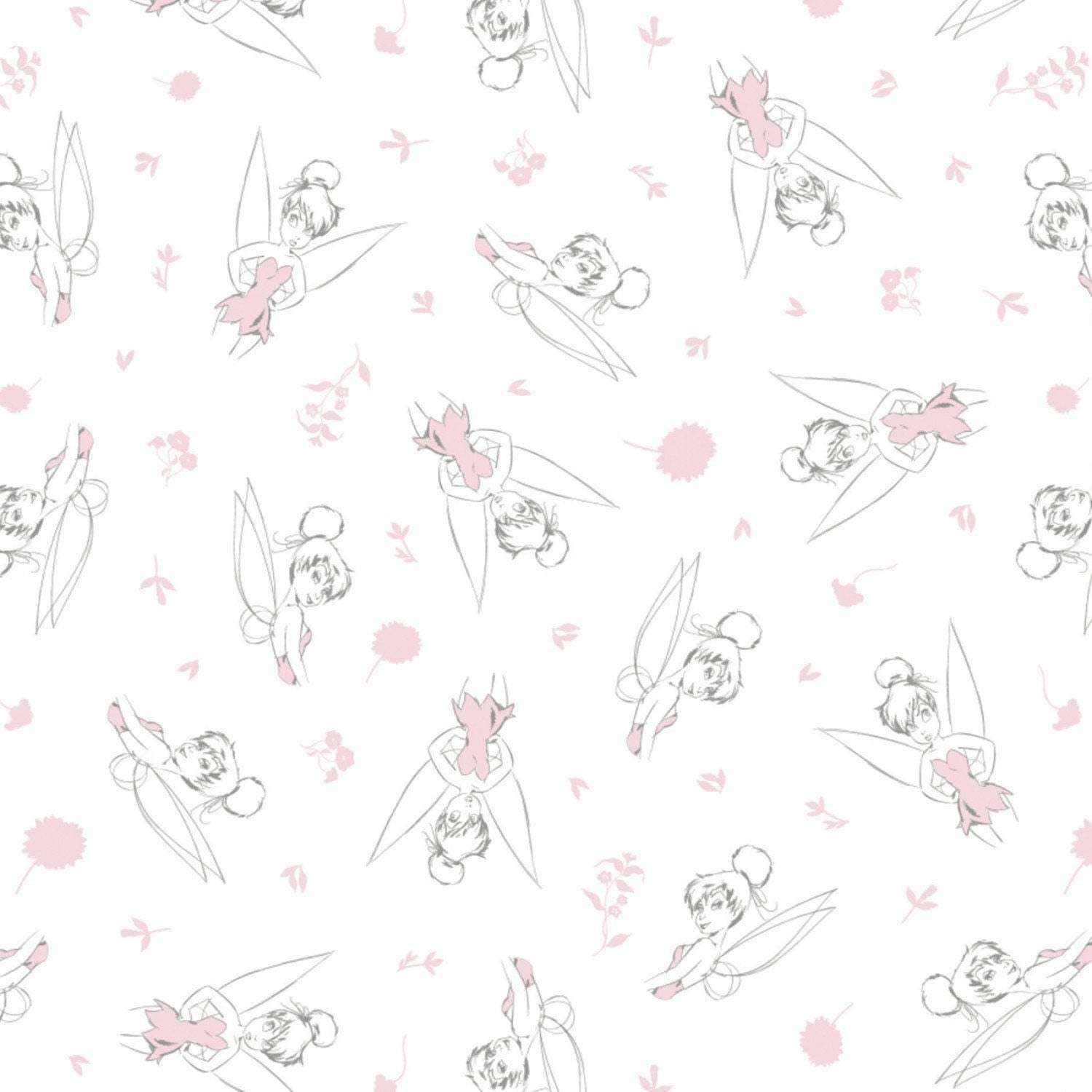 Disney Fabric Tinkerbell Fabric Tinkerbell Tossed in Pink Fabric by The ...