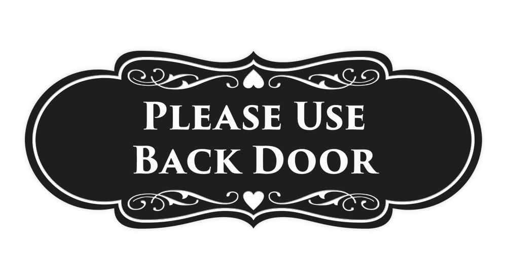 Signs ByLITA Designer Please Use Back Door Sign (Black) - Small ...