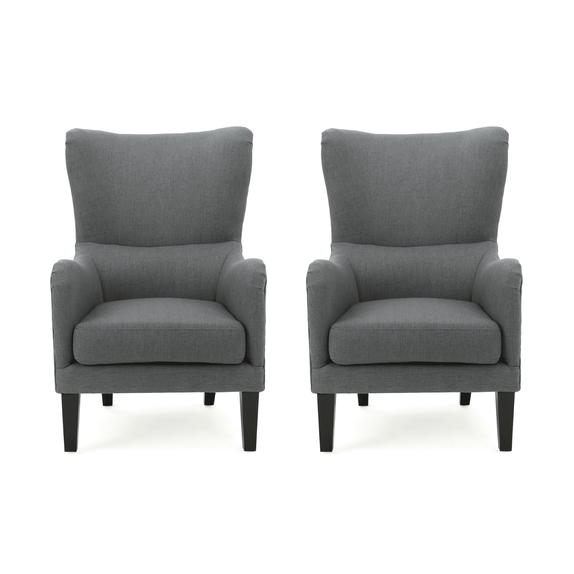 Sumdeal High-Back Studded Club Chair, Gray Upholstered Armchair for ...