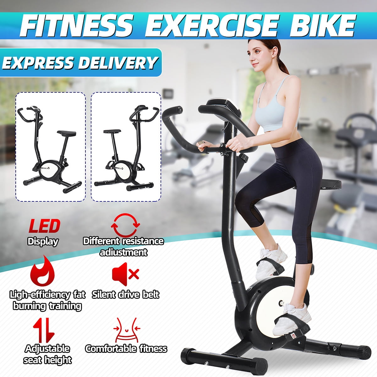 Home Gym Portable Upright Fitness Bike Stationary Belt Exercise Cycle ...