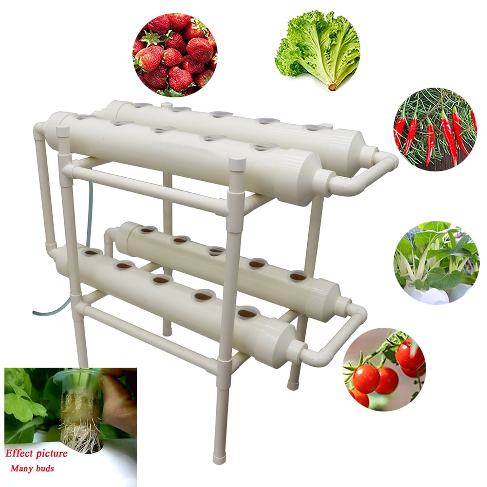 PreAsion Hydroponic Plant Site Grow Kit 4 Pipes 20 Holes 2 Layer ...