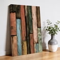 Color Wood Striped Canvas Wall Art for Living Room, Vintages Blue Pink ...