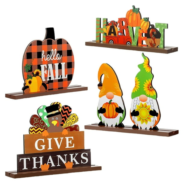 Heiheiup Wooden Turkey Table Decoration Signs Thanksgiving Day Table ...