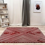Alfa Rich 3x5 Geometric Pattern Red Burgundy Cream Washable Woven ...