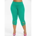 Womens Plus Size Capri Leggings High Waisted Cutout Stretch Capris