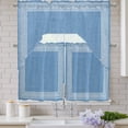 Blue Geometric 3 Pieces Swag Kitchen Curtains Set, White Greek Key ...