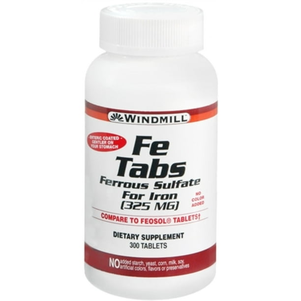 Windmill Fe Tabs Ferrous Sulfate Tablets 300 Tablets (Pack of 2 ...