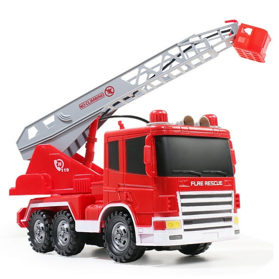 Electric Fire Truck Kids Toy with Rechargeable Battery- 4 WD Fire Truck ...