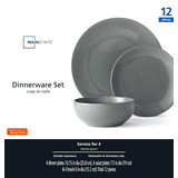 Mainstays Gray Dinnerware Set, 12 Piece - Walmart.com
