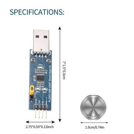 PL2303 USB to UART/TTL Adaptor Universal Serial Port Module USB Type-A 3 LED Indicator Lights ...