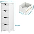 White Bathroom Storage Cabinet with 4 Drawers Wooden Freestanding Slim ...