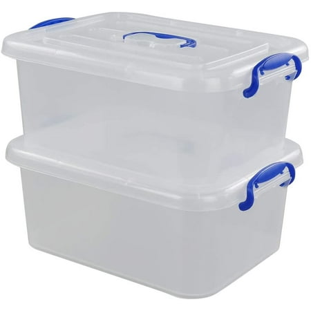 9 Liter Clear Latching Box, Plastic Storage Bin with Handle, 2-Pack ...