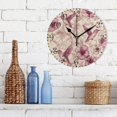 10" Artistic Round Wall Decorative Desk Clock Hummingbird and Hibiscus ...