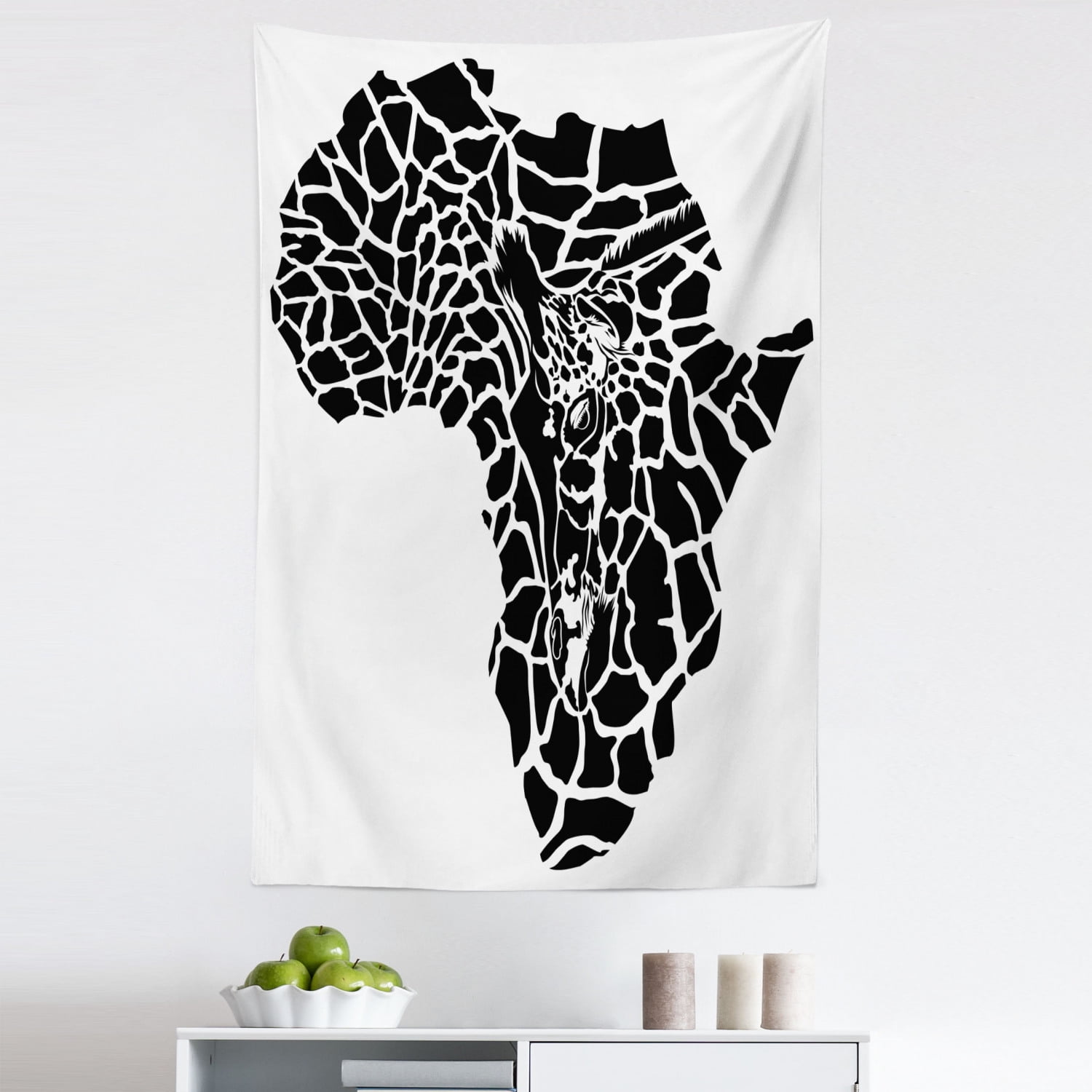 Black White Tapestry, Illustration of Continent Map as Animal Skin ...