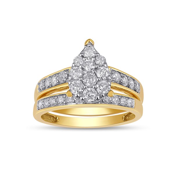 Forever Bride Women 10k Yellow Gold 1 CCTW Pear Cluster Ring – 8 ...