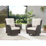 PARKWELL Patio Rocking Swivel Cushioned Chairs Set of 2,Wicker Glider ...