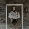 Haunted Hill Farm Animatronic Skeleton Mummy Greeter with Banner and ...