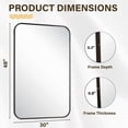 Easy4Home 48"x30" Rectangular Bathroom Mirror Hanging Rounded Corners ...